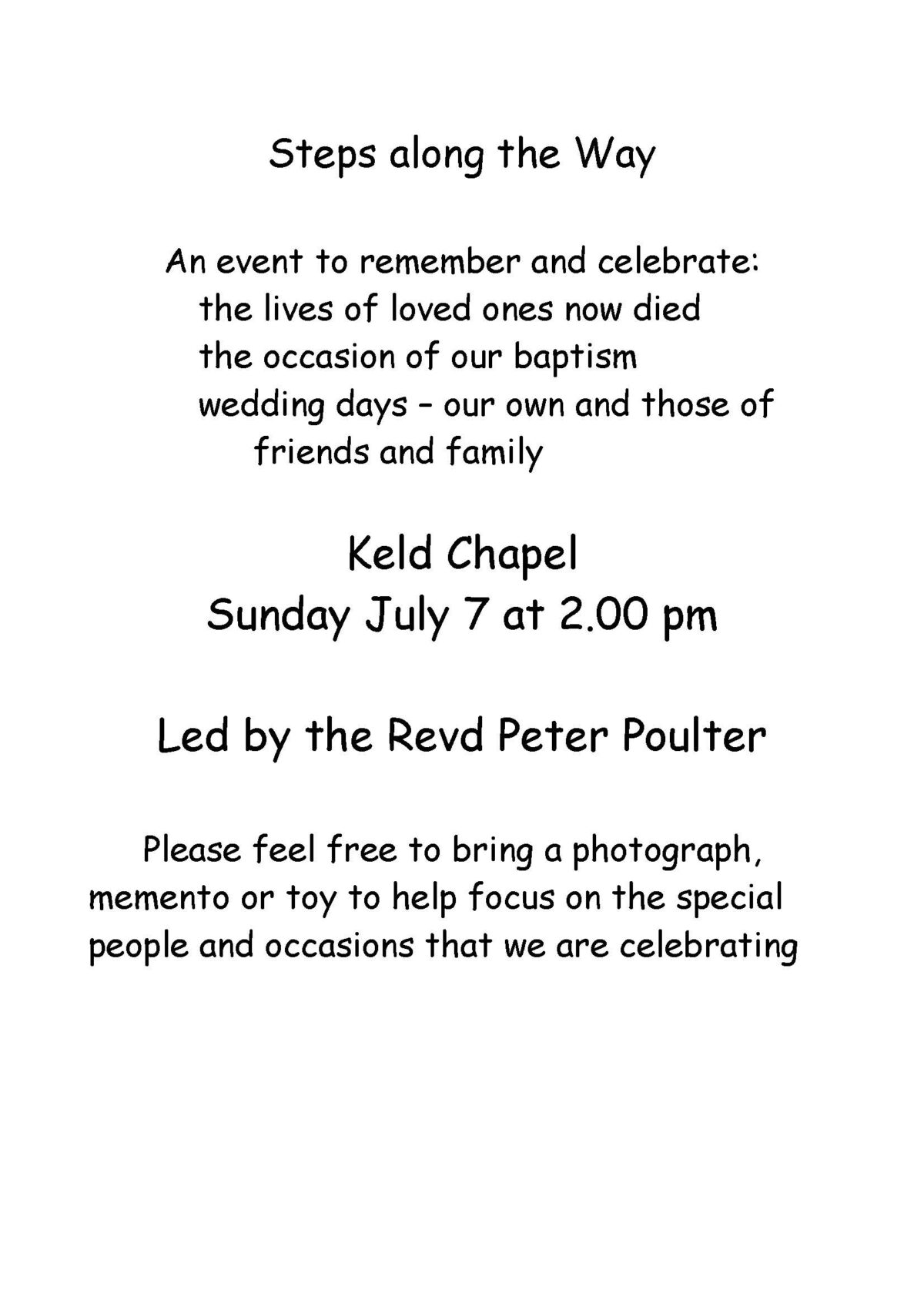 Steps along the Way – Keld Chapel – URC