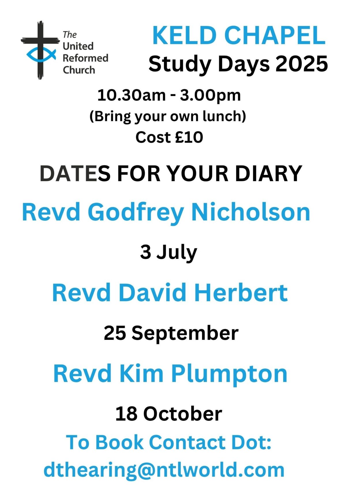 Keld Chapel Study Days 2025 – Dates for your Diary – URC